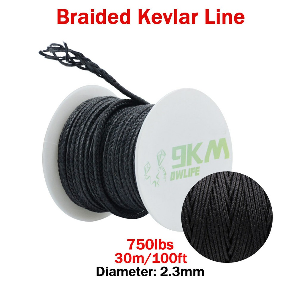 Black Braid Kevlar Line Utility Cord Paracord Camping Tactical made ...