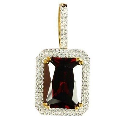 Jay Z Style Men's Sterling Silver Pendant 20Ct Look Ruby Charm ChaCombo ...