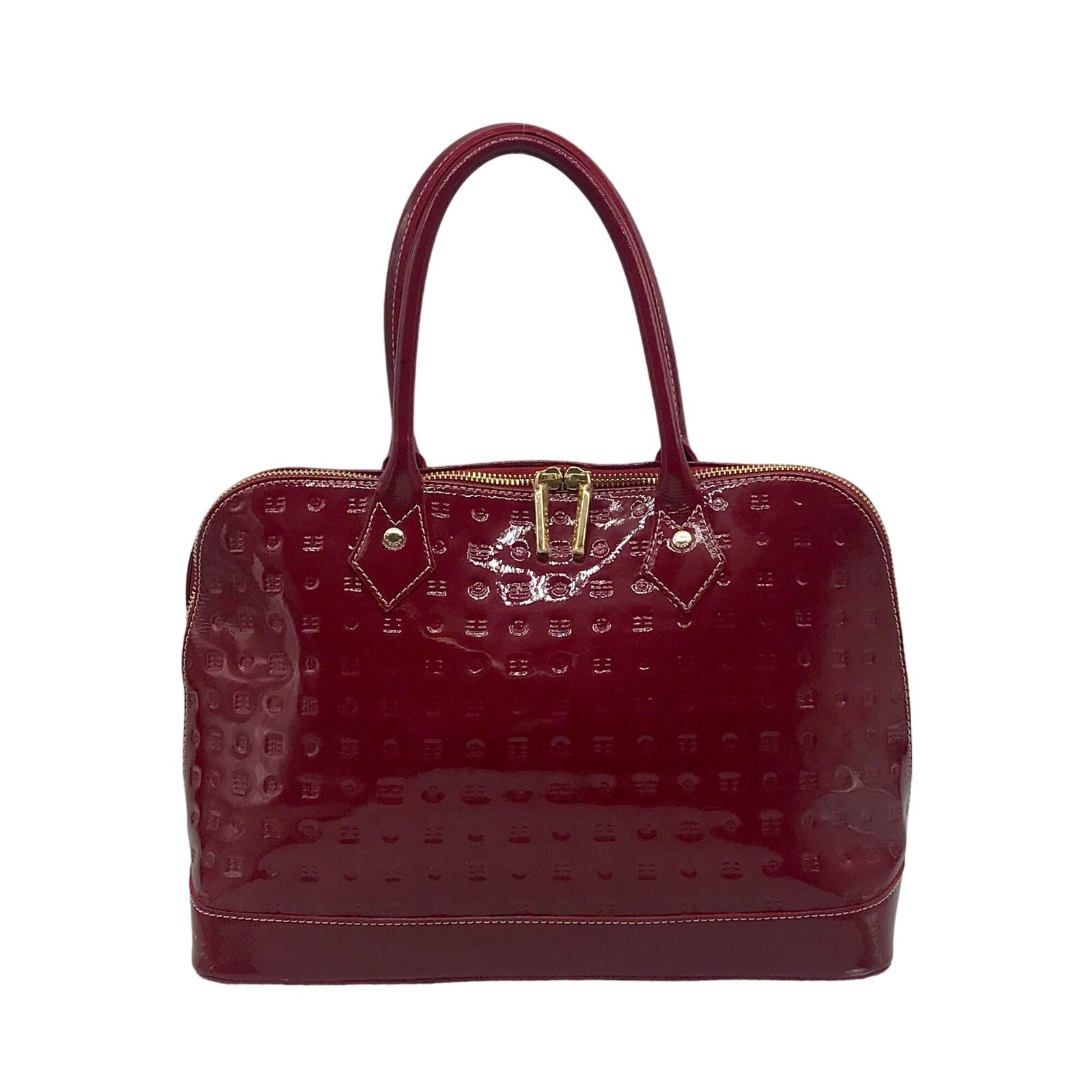 Arcadia Red Patent Italian Leather Monogram Satchel B… - Gem