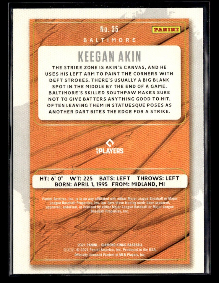 2021 Panini Diamond Kings #35 Keegan Akin Rookie Card Baltimore Orioles ...