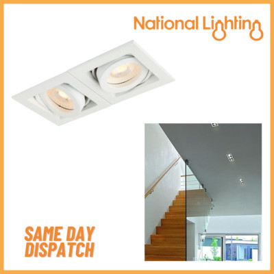Recessed LED Twin Ceiling Light Dimmable Downlight GU10 Aluminium Box ...