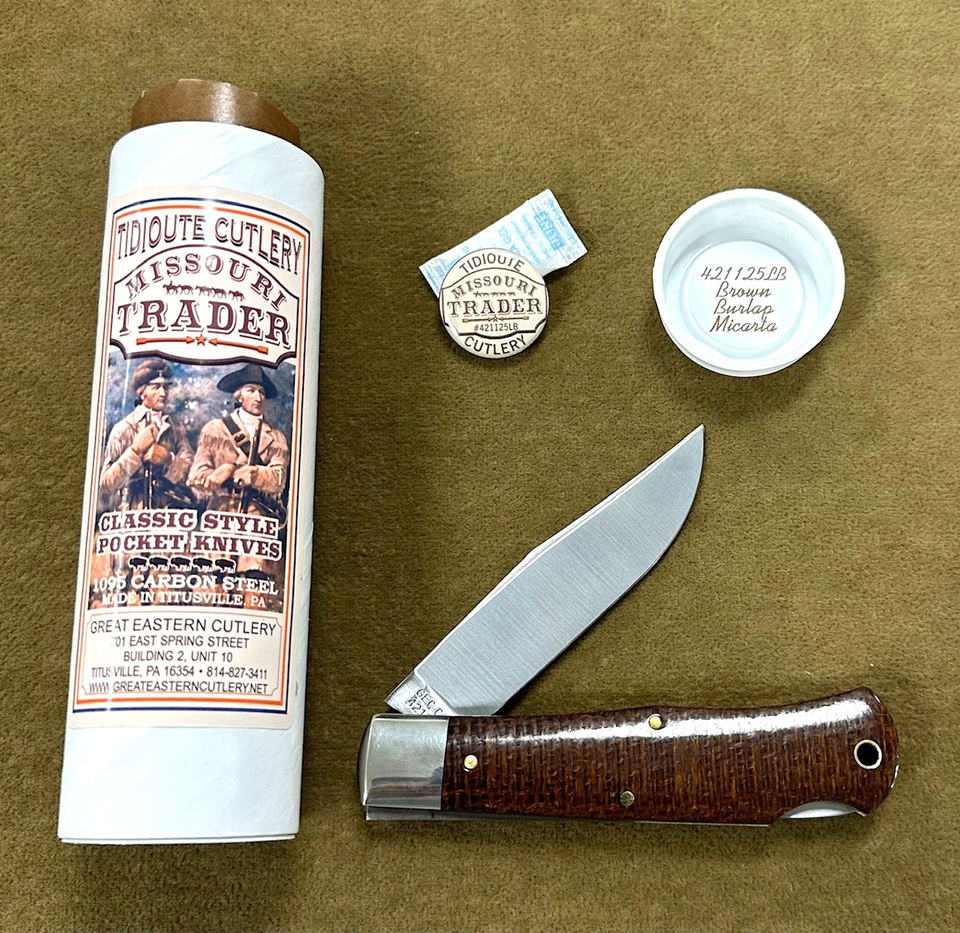 GEC, Tidioute Cutlery 421125 LB Missouri Trader knife. Brown Burlap ...
