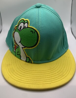 Super Mario Yoshi Nintendo Snap-Back Cap Embroidered Fitted Stretch ...