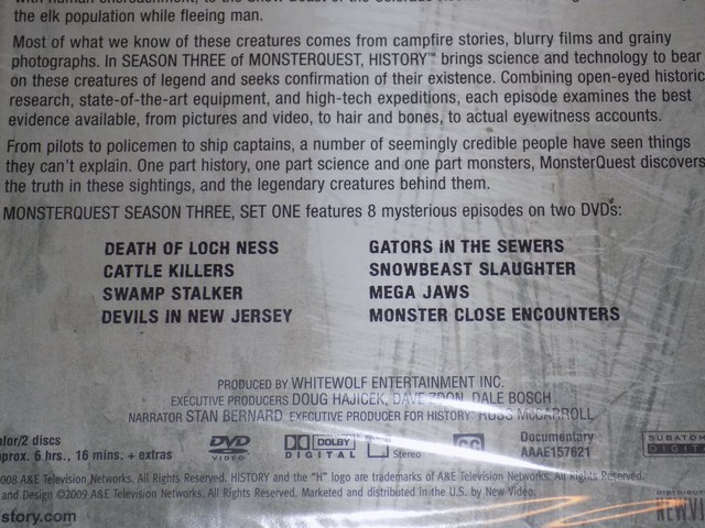 Monsterquest - Complete Season 3 (DVD, 2009) for sale online | eBay