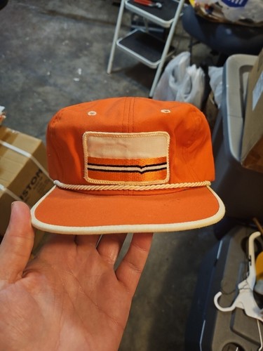 VTG ORANGE Strapback hat Cap Rope MAGCOBAR AIR DRILLING USA Sz L By Tex ...