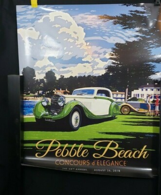 Official 2018 Pebble Beach Concours Poster. 100% Authentic. Size 25 X ...