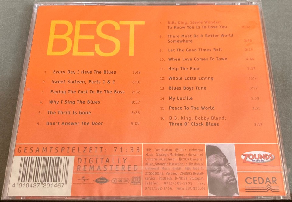 ZOUNDS - B.B. King - BEST - BLUES BOYS TUNE - audiophile CD - 2007 ...