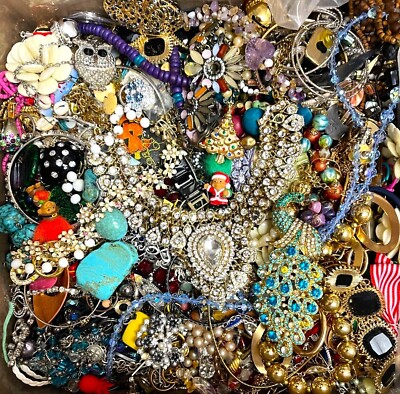 Over 5 Pounds Jewelry Old New Vintage Tangled Jumbled Some Nice Mixed ...