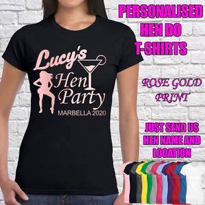 HEN PARTY T SHIRTS LADIES HEN DO TOPS PERSONALISED NAMES PRINT T-SHIRT ...