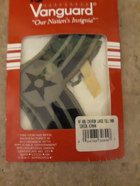 USAF Senior Airman Insignia SRA E4 Chevrons OD Blue Pair P462 for sale ...