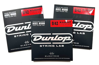 Dunlop Guitar Strings 3 sets Electric Nickel Wound Light 09-42 String ...