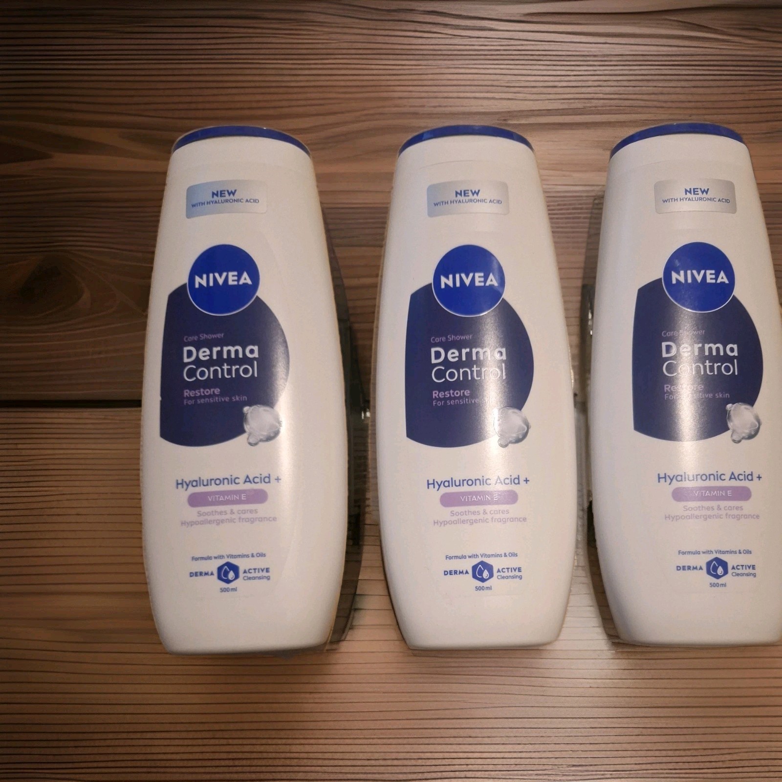 3 × NIVEA Derma Control Restore Shower Gel For Sensitive Skin 2x500ml ...