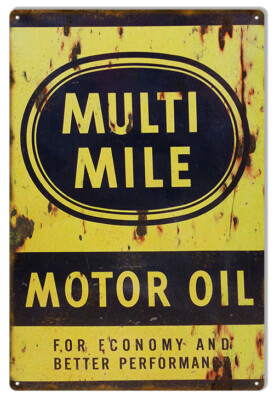 MULTI MILE MOTOR OIL 18" HEAVY DUTY USA MADE METAL GAS STATION ...