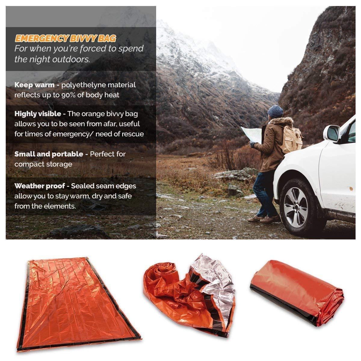 2 Pack Emergency Survival Bivvy Bivi Bag Sleeping Waterproof Camping ...