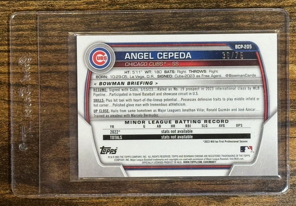 2023 Bowman Chrome Angel Cepeda 1st Yellow Orange Vapor Wave 36/75 | eBay