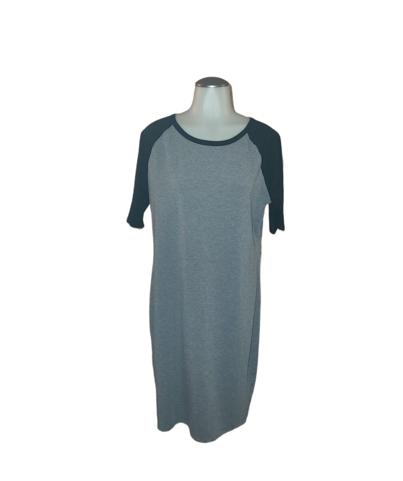 Women's LuLaRoe Julia Dress, Gray with Black Ragland Sleeves, Stretch ...