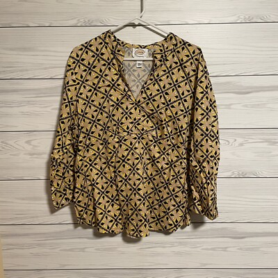 Talbots Yellow Geometric Printed Top Blouse Dress Shirt Size XL | eBay