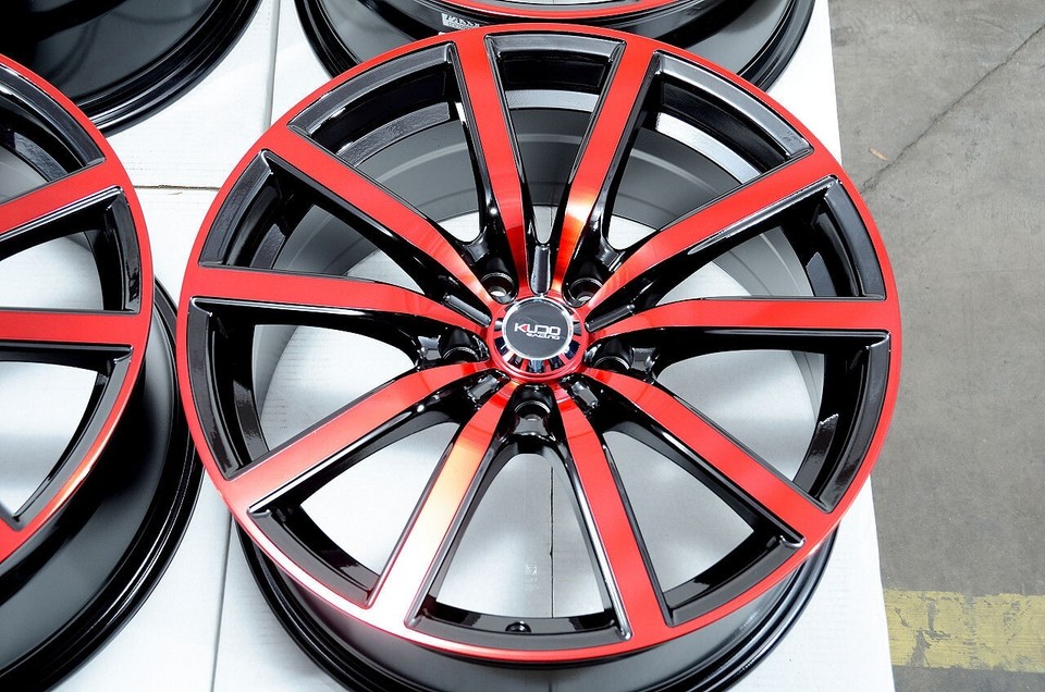 18" Wheels Rims Red Black 5x114.3 Fit Altima Sentra Veloster Sonata ...