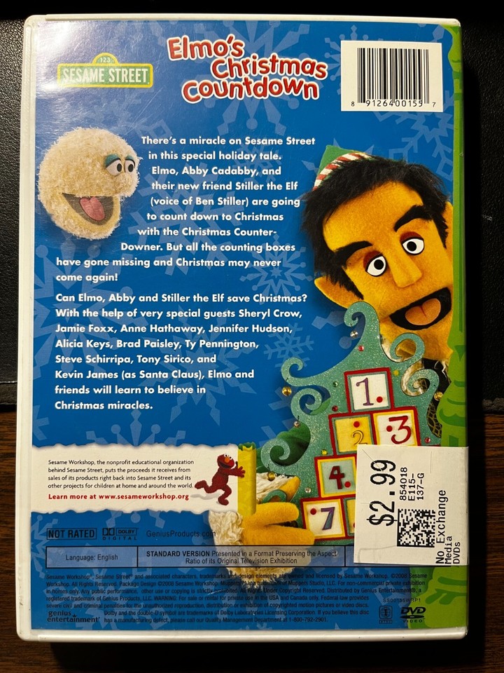 Elmo's Christmas Countdown Very Good Sesame Street 123 DVD | eBay