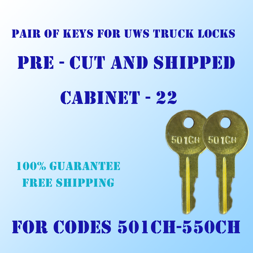 501CH-550CH. 2 New keys for UWS truck tool boxes locks, Pre Cut to your ...