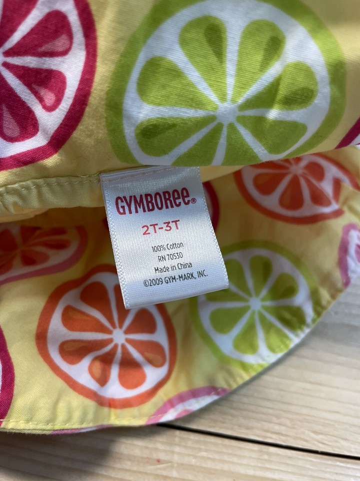 GYMBOREE CITRUS COOLER YELLOW w/ CITRUS SLICE PRINTED SUN HAT 2T 3T ...