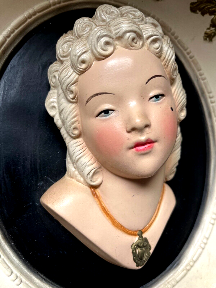 Vintage 3D Victorian Couple Man Woman Oval Face Bust Wall Hanging ...