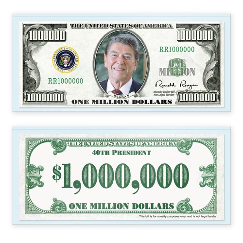 Ronald Reagan Million Dollar Bill Premium Presidential Collectible ...