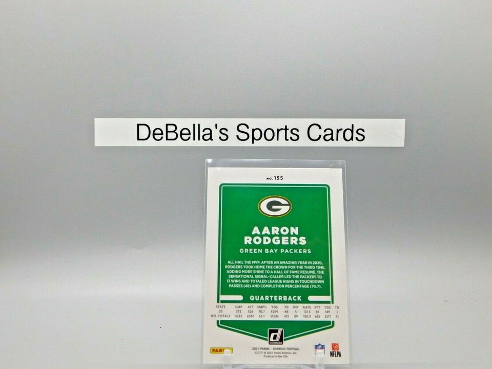 2021 Donruss Football Aaron Rodgers MASK Variation SP #155 - Green Bay ...