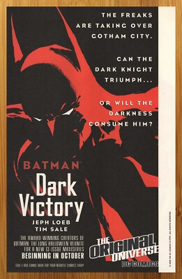 1999 DC Comics Batman Dark Victory Print Ad/Poster Jeph Loeb Tim Sale ...