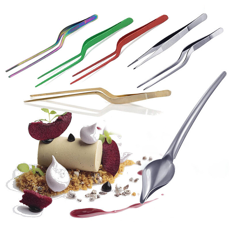 Chef Plating TWEEZERS Tongs Serving Presentation Stainless Tweezer ...
