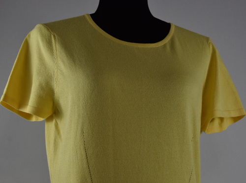 Carlisle Size L Yellow Round Neck Knit Short Sleeve Top Stretch Viscose ...