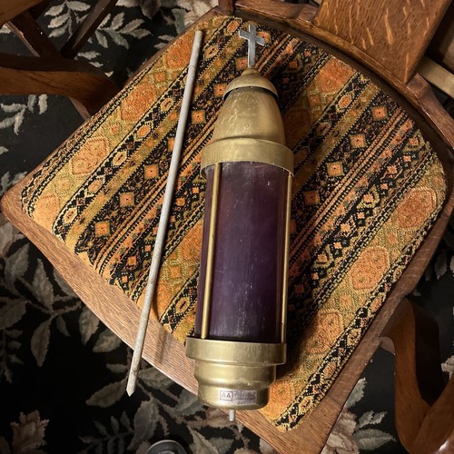 Vtg Cemetery Marker Red Remembrance Light Emkay Muench Kreuzer Candle ...