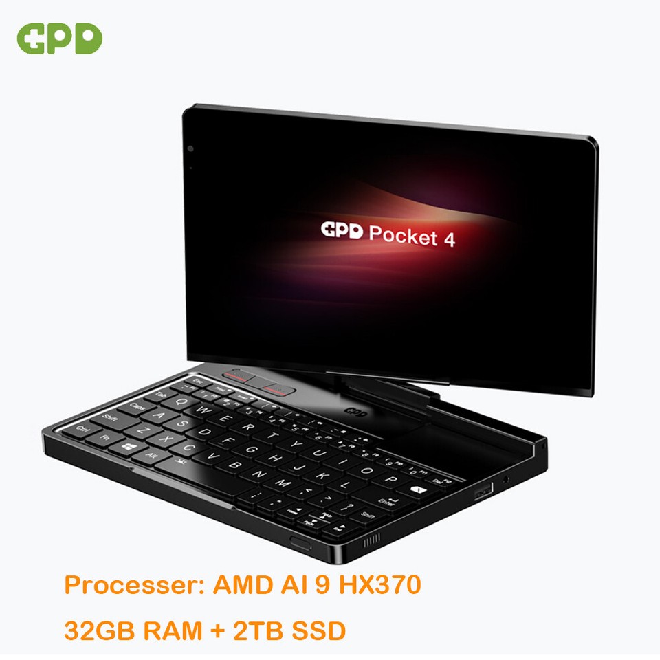 GPD Pocket 4 Mini Laptop Portable Handheld PC AMD AI 9 HX370 32GB RAM+ ...