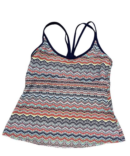 Mossimo Multicolored Aztec Chevron Print Razorback Tankini Swim Top Sz ...