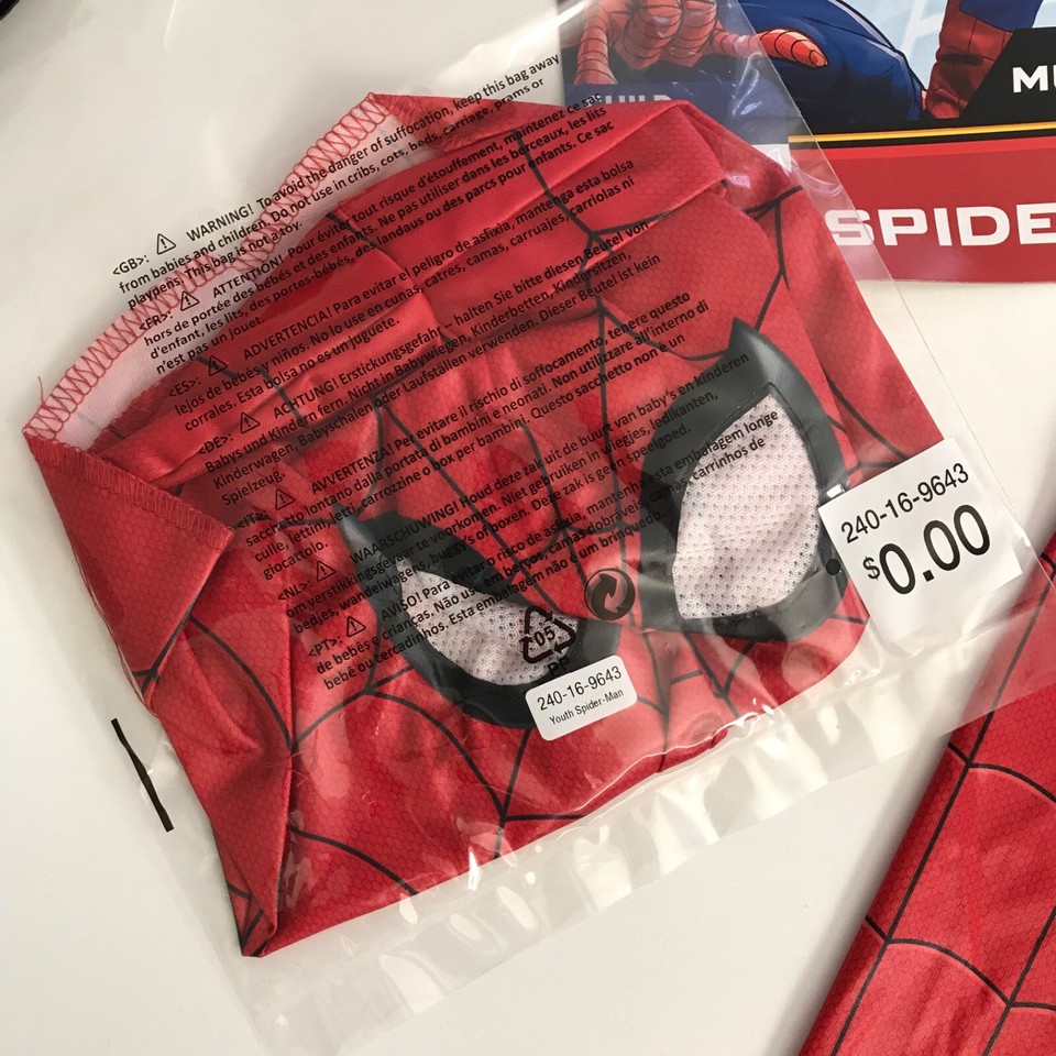 Jazwares Spiderman Big Kid Costume Muscle Chest Padded Jumpsuit with ...