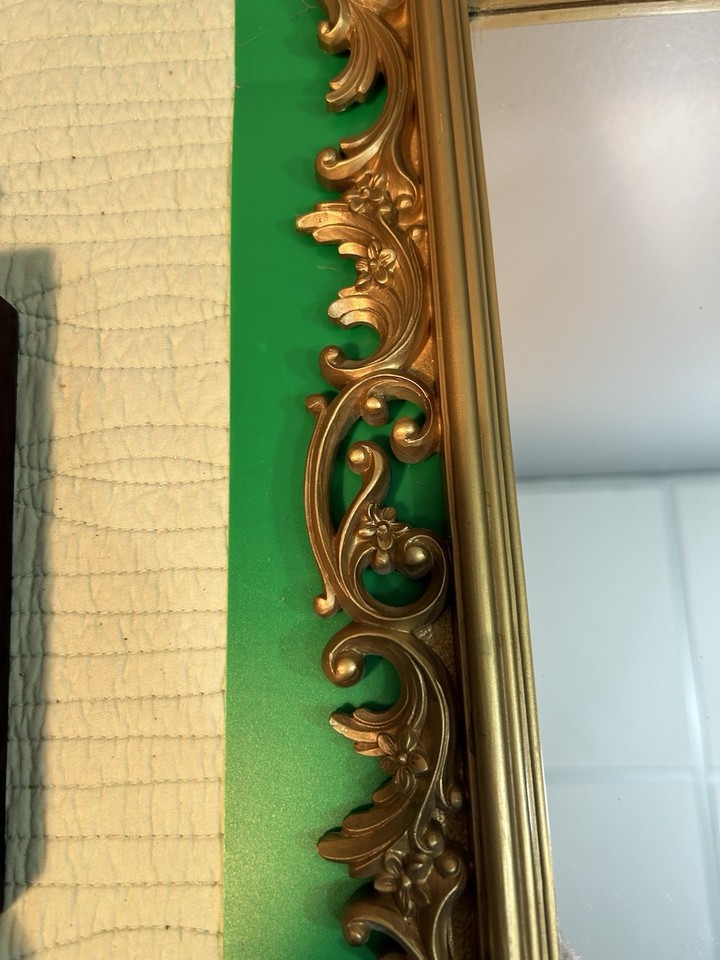 Vintage Homco Wall Mirror Ornate Hollywood Regency Gold Scroll Plastic ...