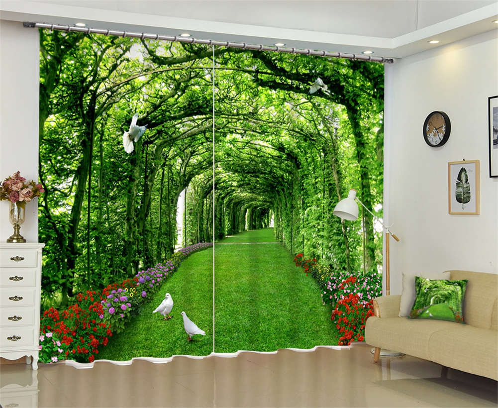 Long Corridor Branches 3D Curtain Blockout Photo Printing Curtains ...