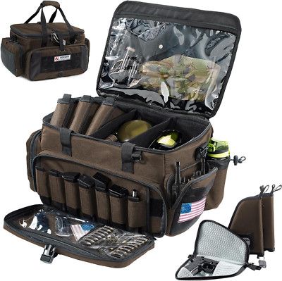 Large Pistol Range Bag Shooting Tactical Gun Range Bag with 2 Pistol ...