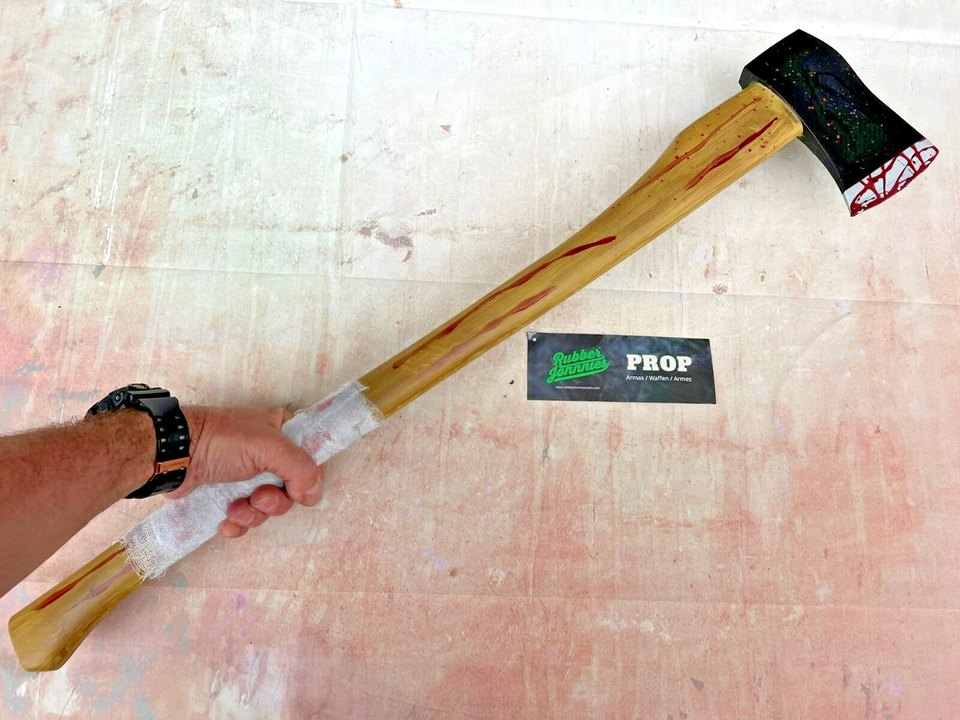 Realistic Bloody Woodcutter Axe Long Hatchet PU Movie Prop Halloween ...