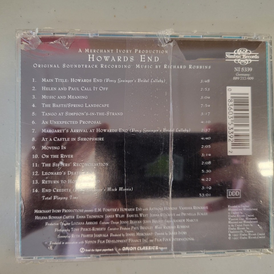 HOWARD'S END - ORIGINAL SOUNDTRACK BY RICHARD ROBBINS - BRAND NEW ...