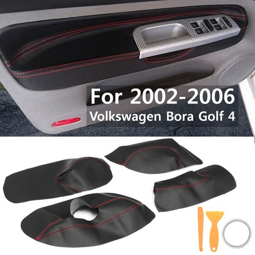 4Pcs Microfibre Leather Door Panel Armrest Cover For VW Golf MK4 Bora ...