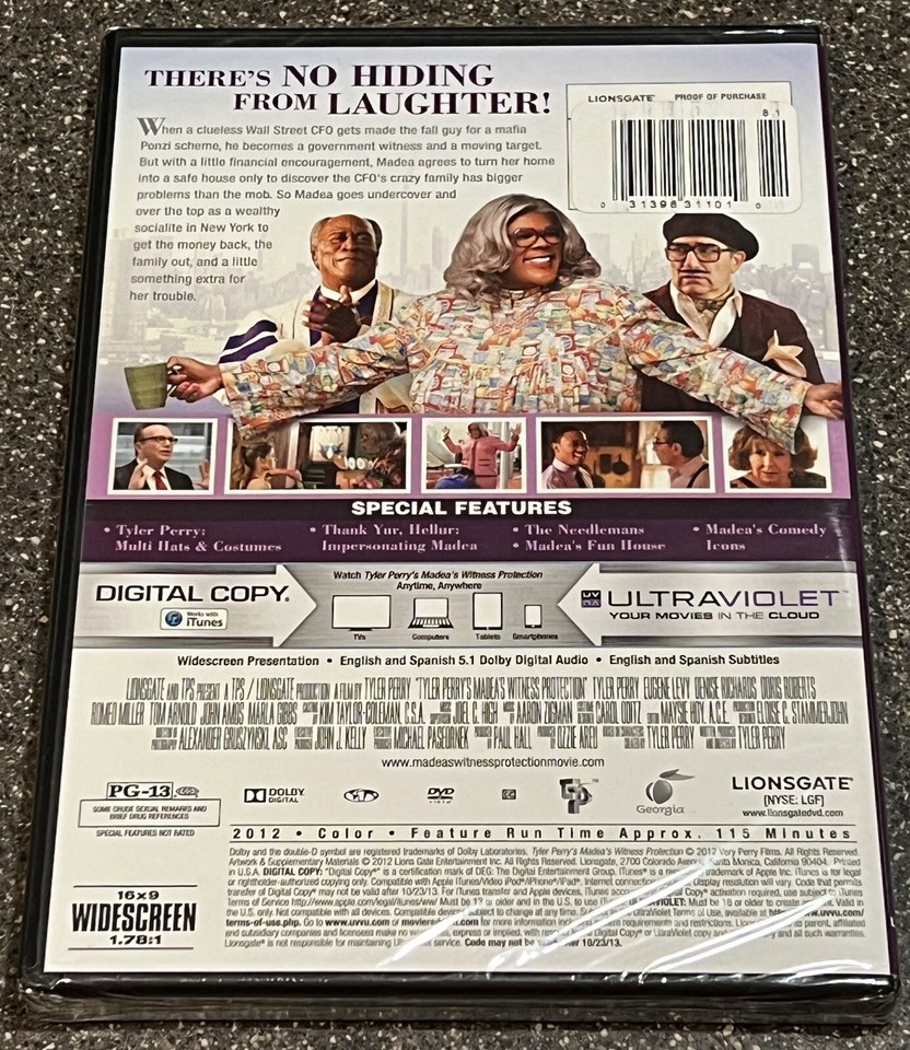 NEW!! Madea's Witness Protection Widescreen DVD (2012) - FACTORY SEALED ...