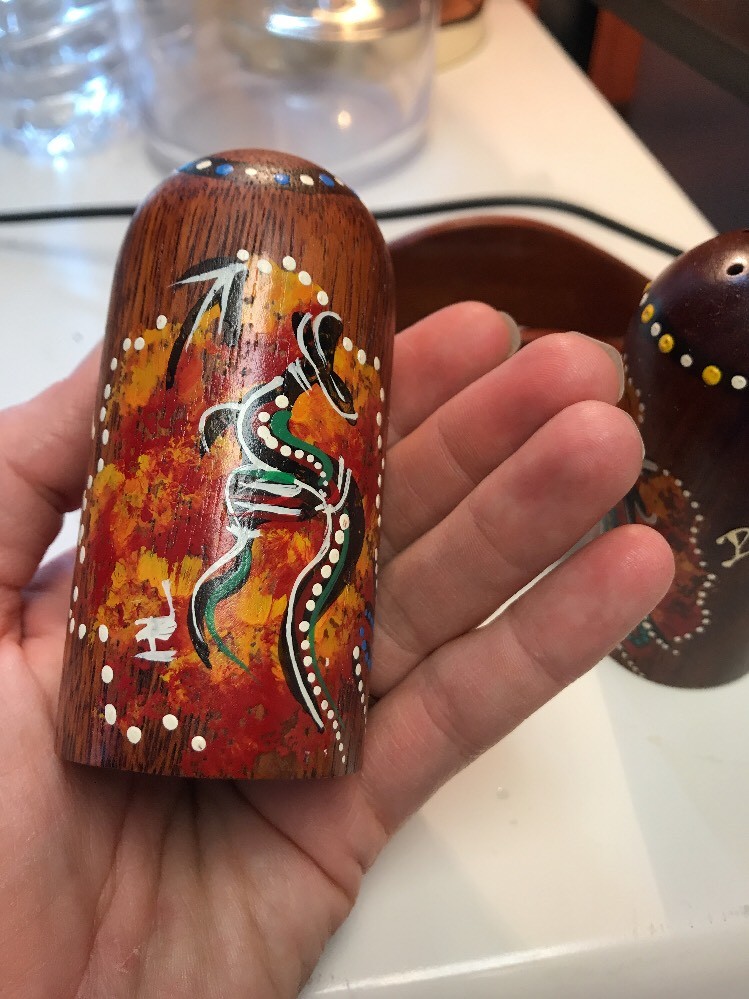 VTG Australia Aboriginal Art Handmade Painted Wooden Salt Pepper ...