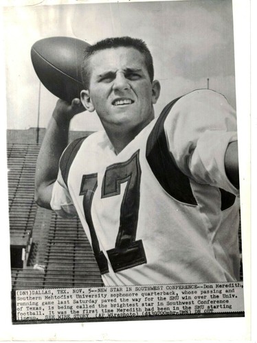 1957 Don Meredith, Dallas Cowboys - SMU Sophomore QB 8x10 A.P. Wire ...