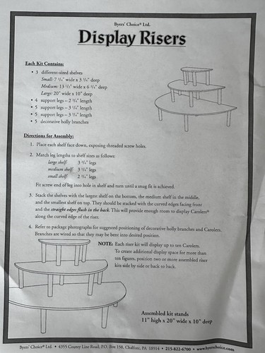 Authentic Byers Choice REPLACEMENT SMALL SHELF Display Riser 7.75”x3.75 ...