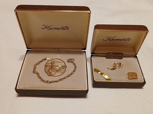 Krementz 14kt Gold Overlay Genuine Ruby Pin, Pearl Pin & Rhinestone ...