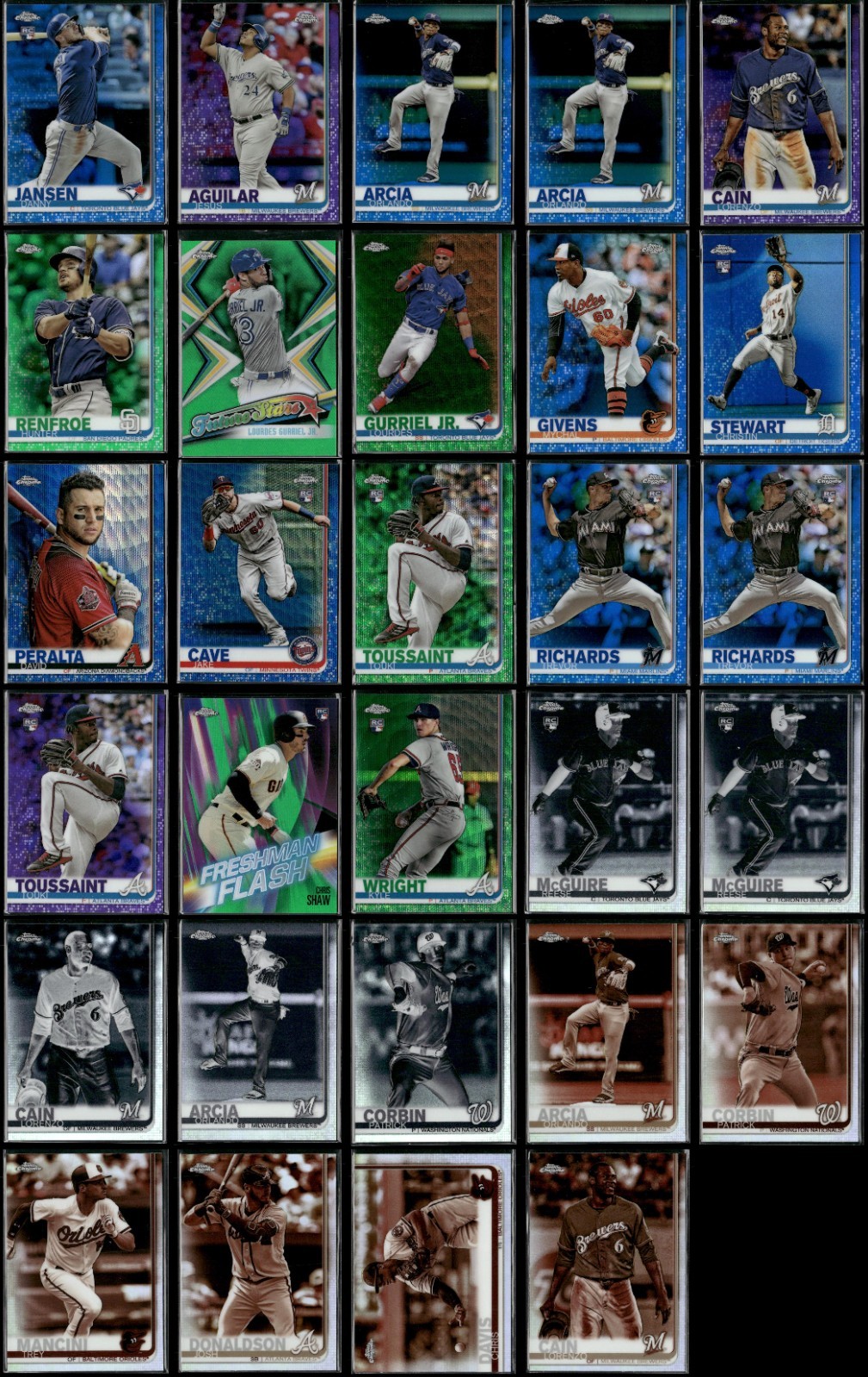 2019 Topps Chrome Baseball 29 Card Lot Serial Numbered/Refractors ...