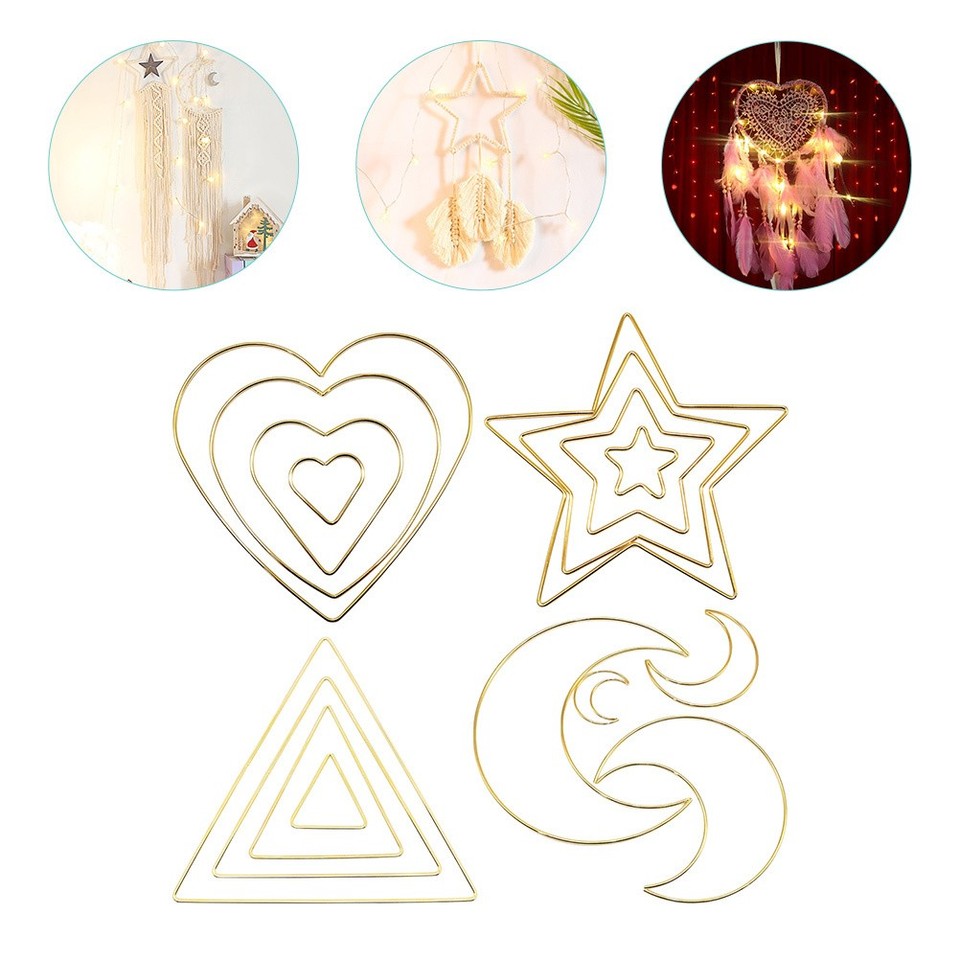 16Pcs Dream Catcher Frames DIY Crafts Metal Macrame Hoops Dream Catcher ...