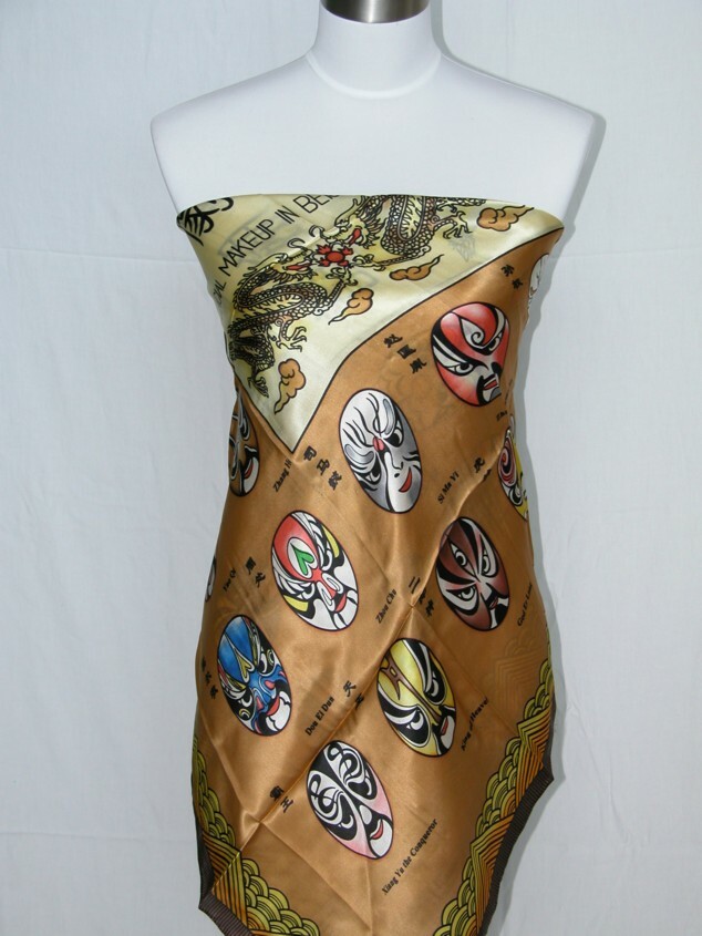 New 100% Charmeuse Silk Scarf Shawl Chinese Beijing Opera Face Mask | eBay