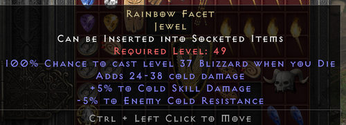 Diablo 2: Resurrected COLD Rainbow Facet Jewel -D2R- PC SC -5%/+5% die ...
